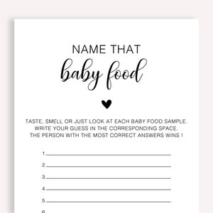 Name That Baby Food Baby Shower Game, Baby Food Guessing Game ...