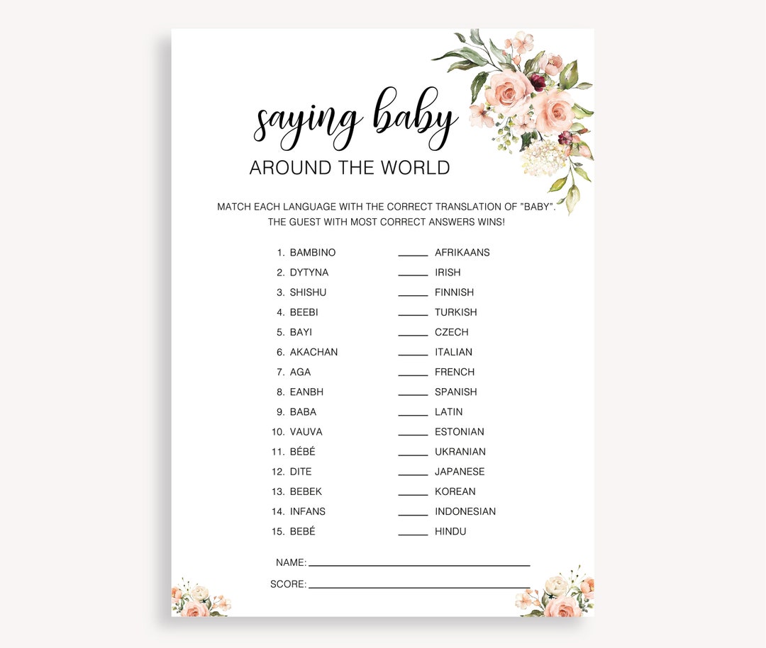 Funny Baby Shower Activity, Minimalist Baby Around the World, Baby ...