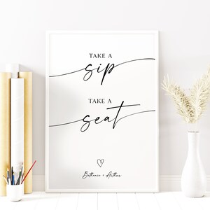 Sip and Be Seated Sign, Take A Drink Seating Sign, Seating Sign ...
