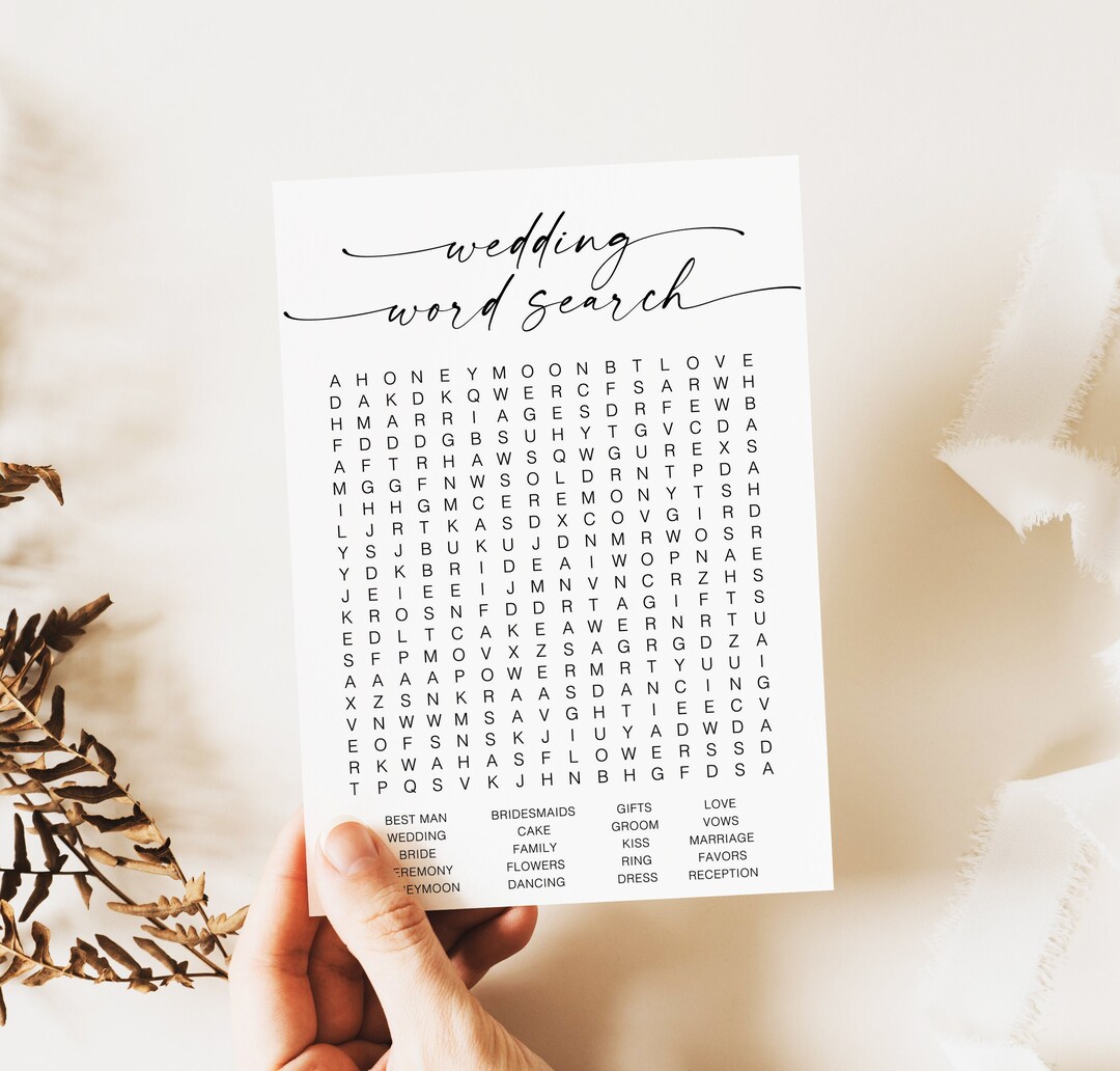 Bridal Shower Word Search Game, Minimal Word Search Game, Minimalist ...