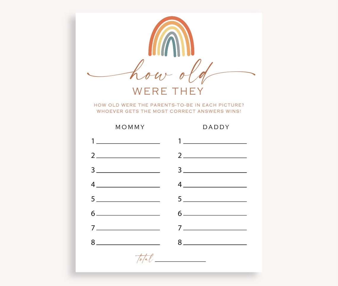 Baby Shower Age Guessing, Minimalist Baby Shower Game, How Old Were the ...