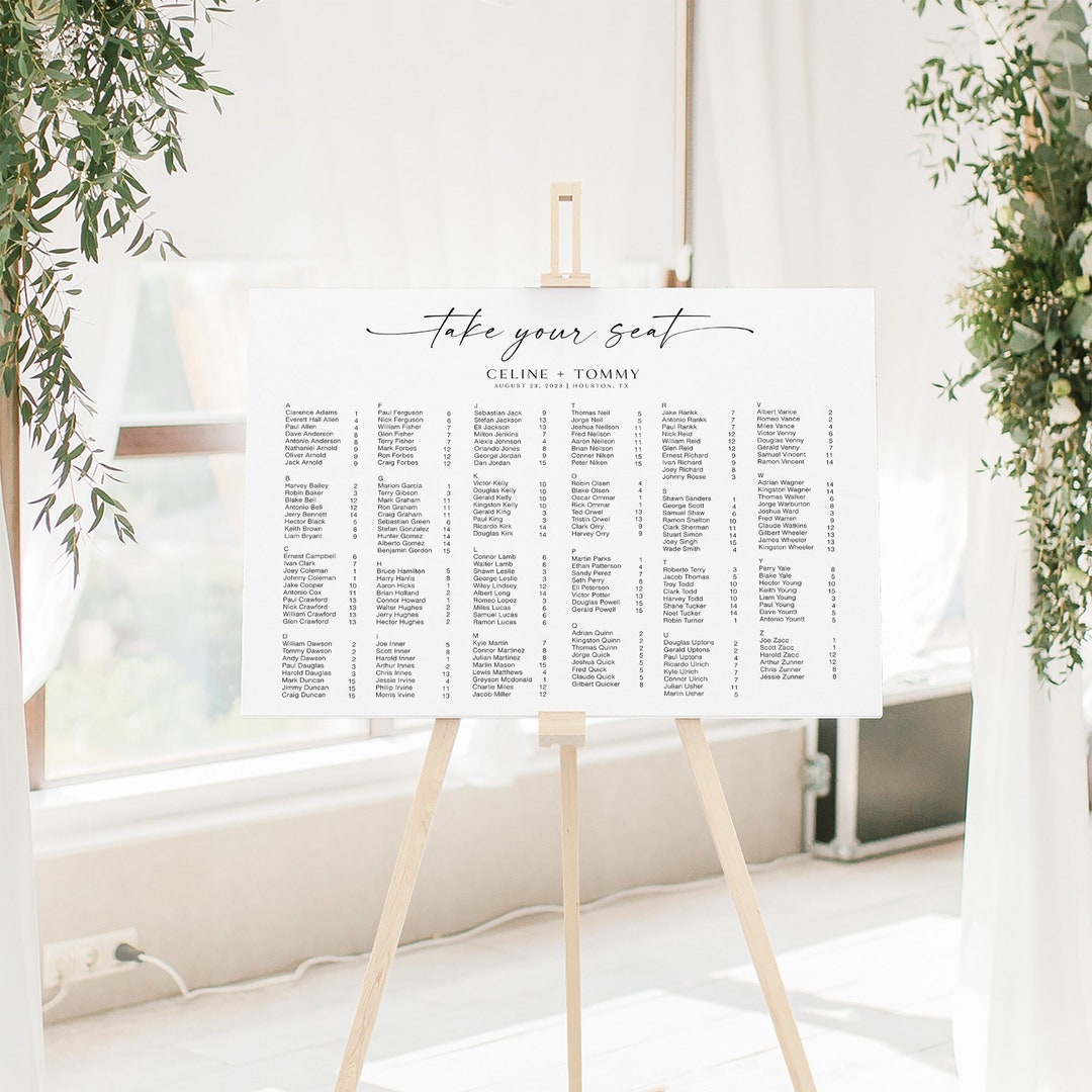 Wedding Seating Plan Template, Wedding Find Your Seat Sign ...