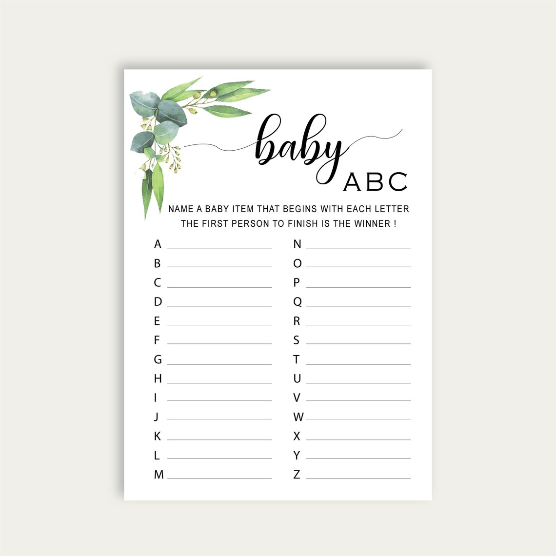 Baby Item ABC Game Printable Alphabet Race Game Gender | Etsy
