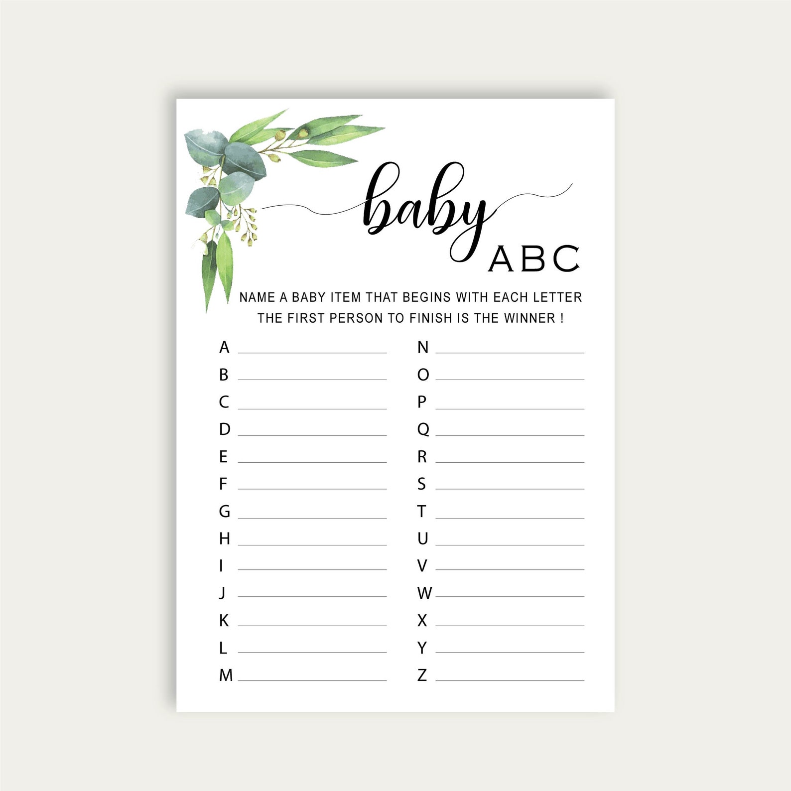Baby Item ABC Game Printable Alphabet Race Game Gender | Etsy