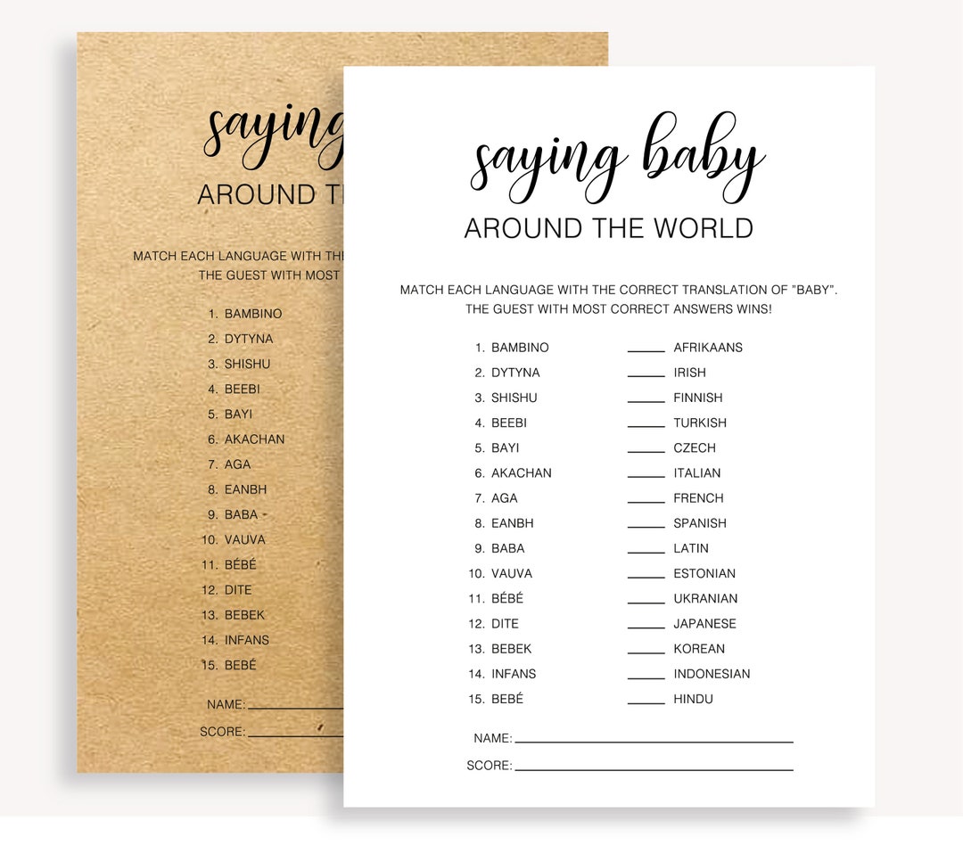 Baby Shower Games, Baby Party Trivia Game, Fun Baby Translation Game ...