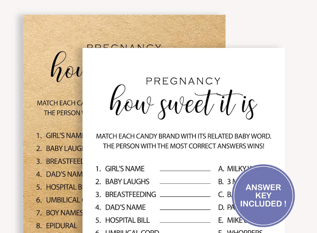How Sweet It is Baby Shower Game Candy Match Game Pregnancy - Etsy