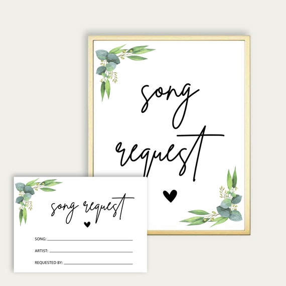 Wedding Song Request Sign and Card Bridal Shower Song Request - Etsy