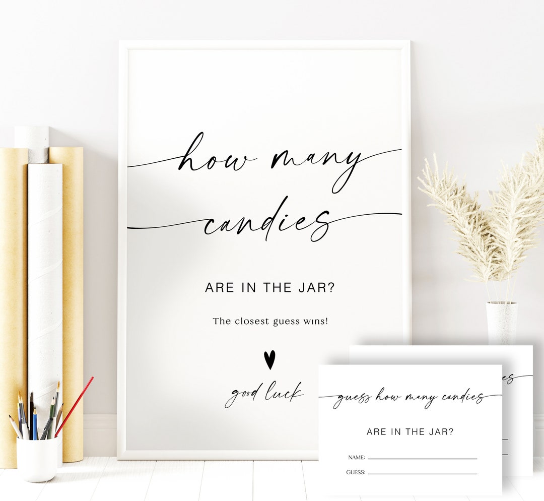 Candy Guessing Game, Guess How Many Candies Sign, Baby Shower Game Sign ...