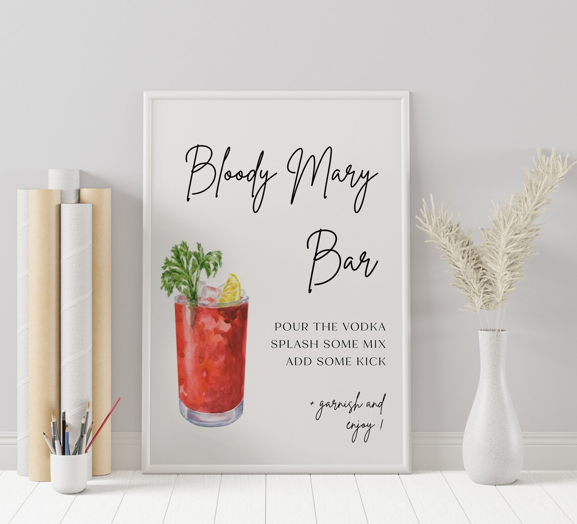 Editable Bloody Mary Bar Sign Bridal Bruch Bloody Mary - Etsy