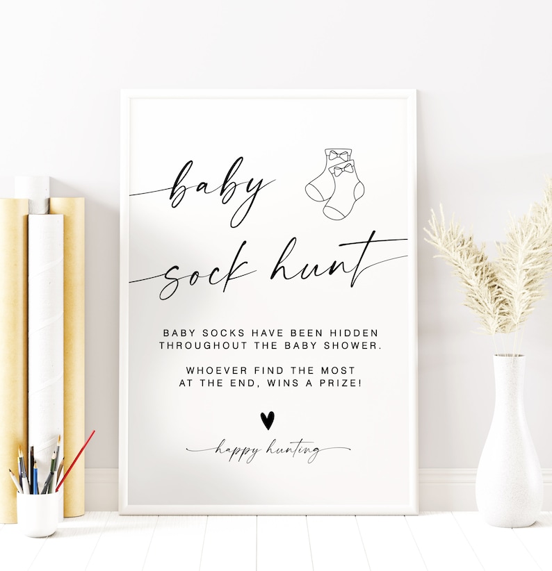 Baby Sock Hunt Baby Shower Game Sign Baby Sock Hunt Sign - Etsy