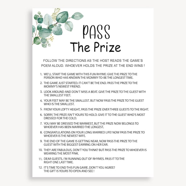 Pass the Prize Baby Shower Game - Etsy