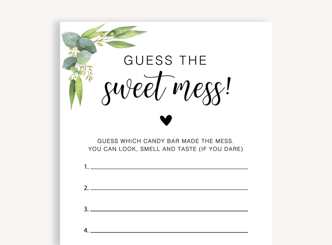 Guess the Sweet Mess Baby Shower Game Candy Bar Poopy Diaper - Etsy