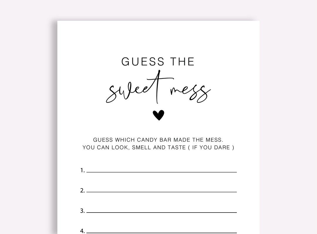 Minimalist Candy Bar Game Baby Shower Dirty Diaper Game - Etsy