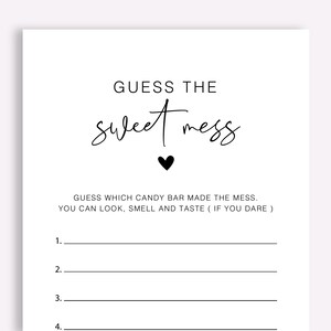 Minimalist Candy Bar Game, Baby Shower Dirty Diaper Game, Instant ...