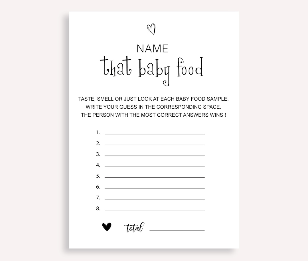 Name That Baby Food Game, Instant Download Printable Baby Food Game ...