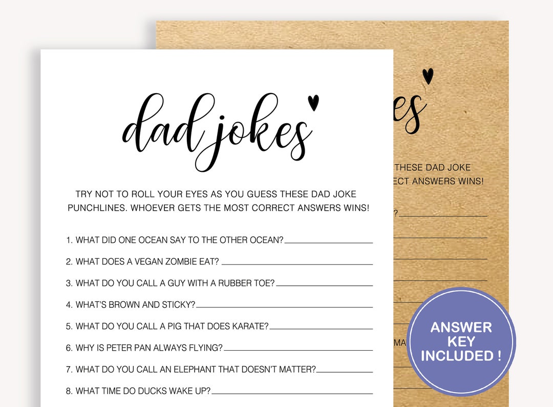 Dad Jokes Baby Shower Trivia Baby Shower Dad Game Printable - Etsy