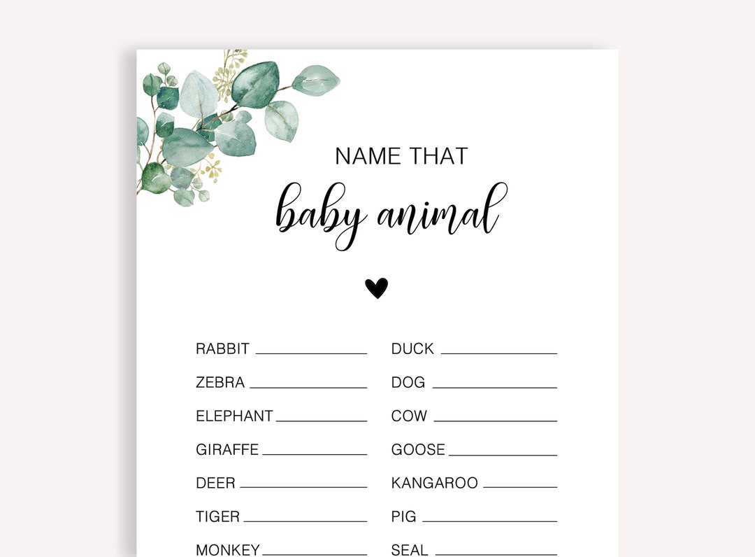 Name That Baby Animal Game Name That Baby Animal Name That - Etsy