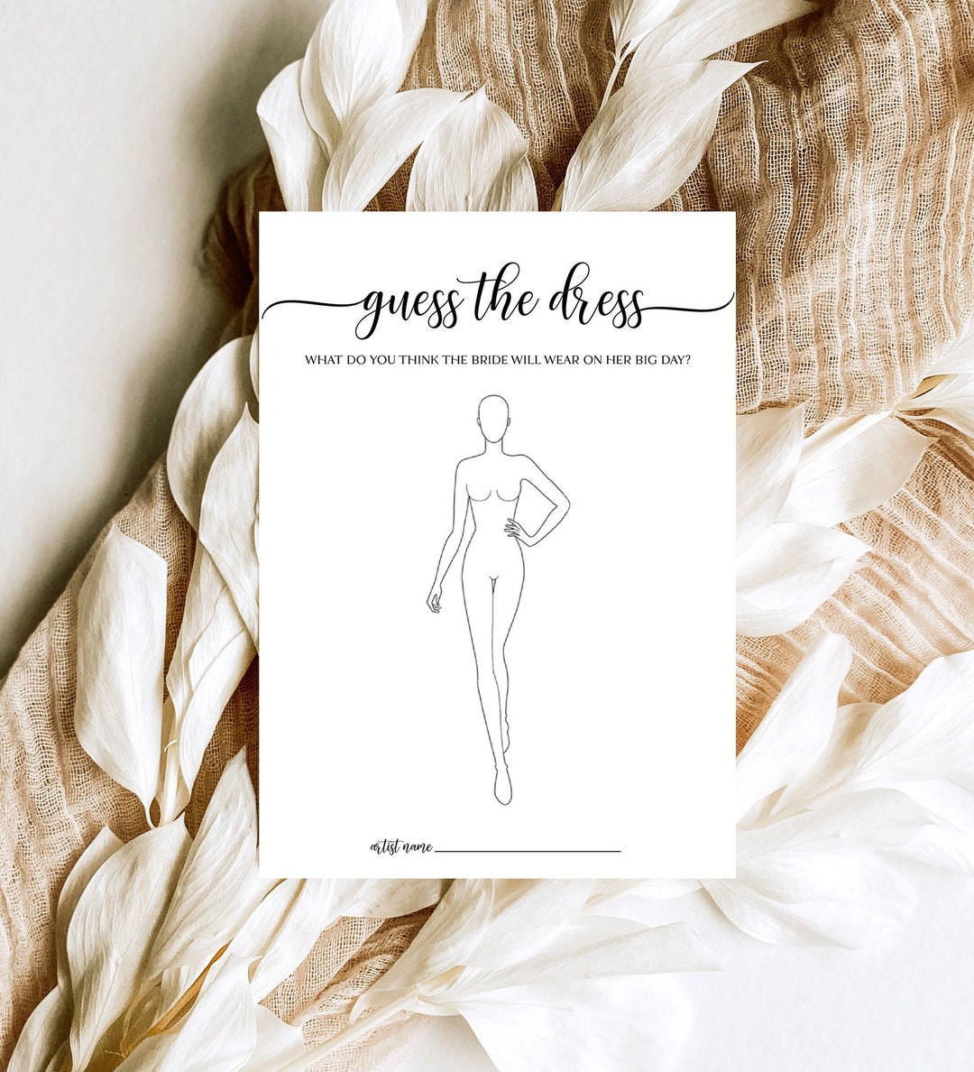 Guess the Dress Bridal Shower Game, Modern Minimalist Bridal Shower ...