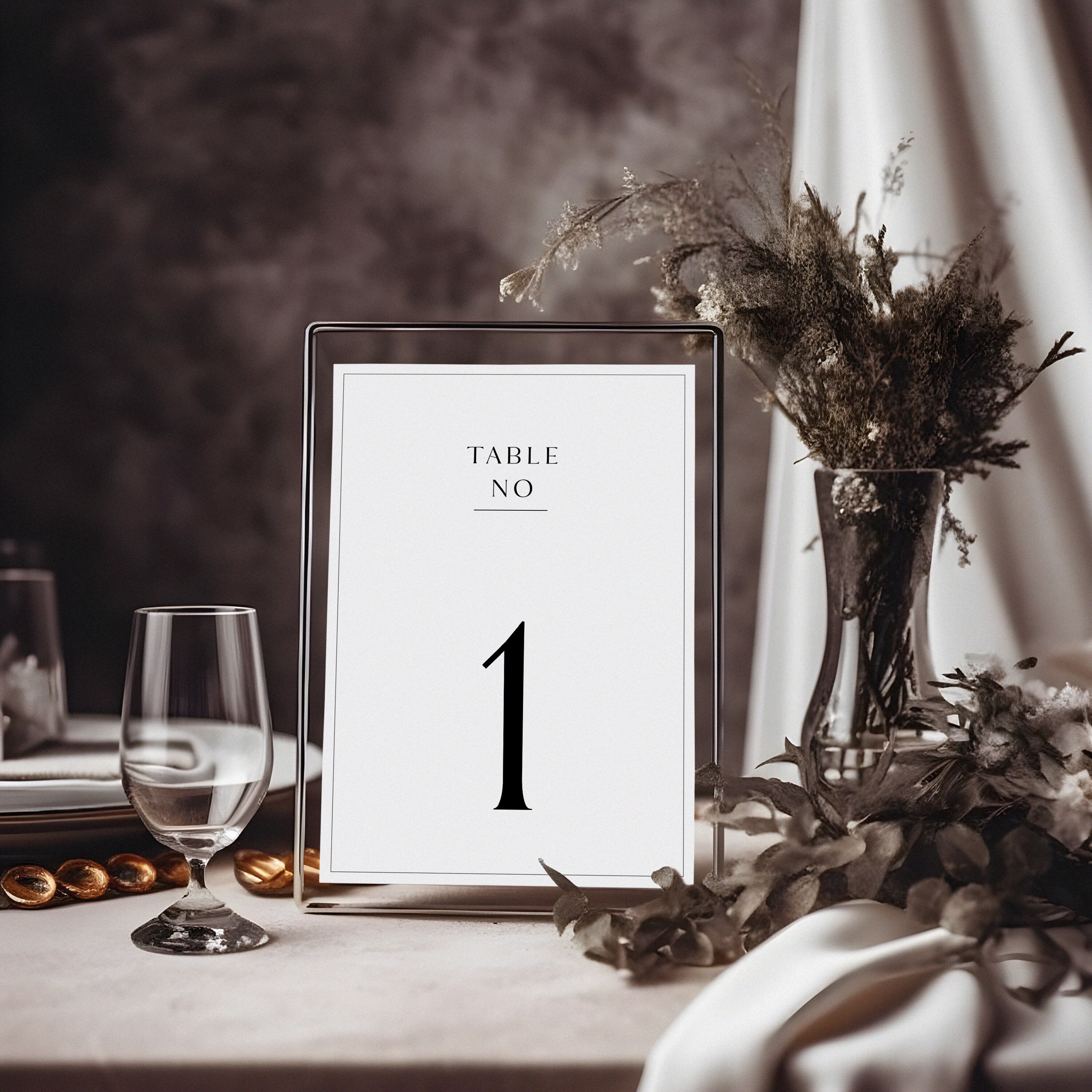 Simple Table Numbers, Minimalist Wedding Table Numbers, Editable Table ...