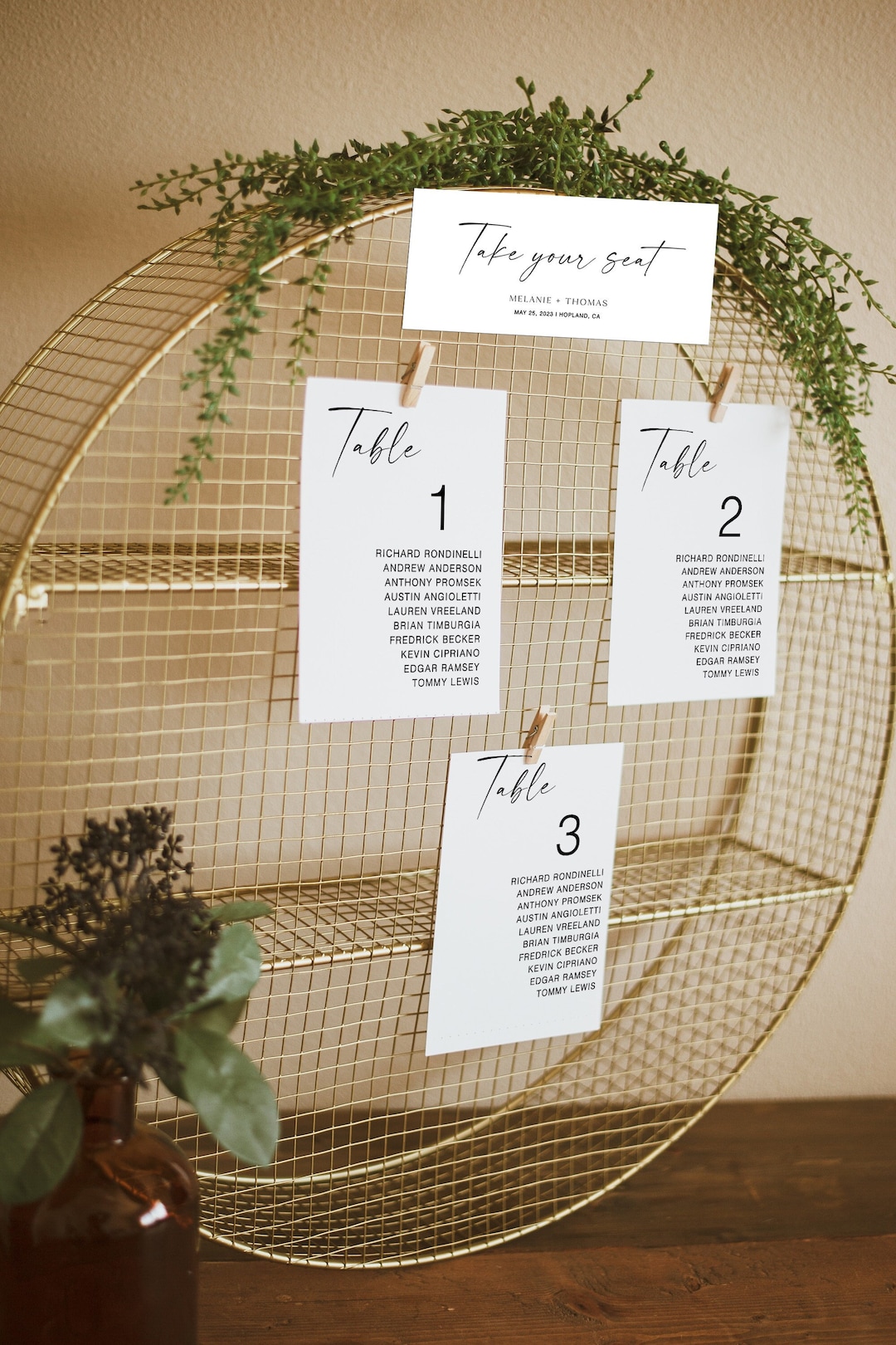 Wedding Seating Cards, Modern Wedding Seat Cards, Table Seating Chart ...