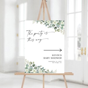 Greenery Baby Shower Direction Sign, Ceremony Reception Signage, Baby ...