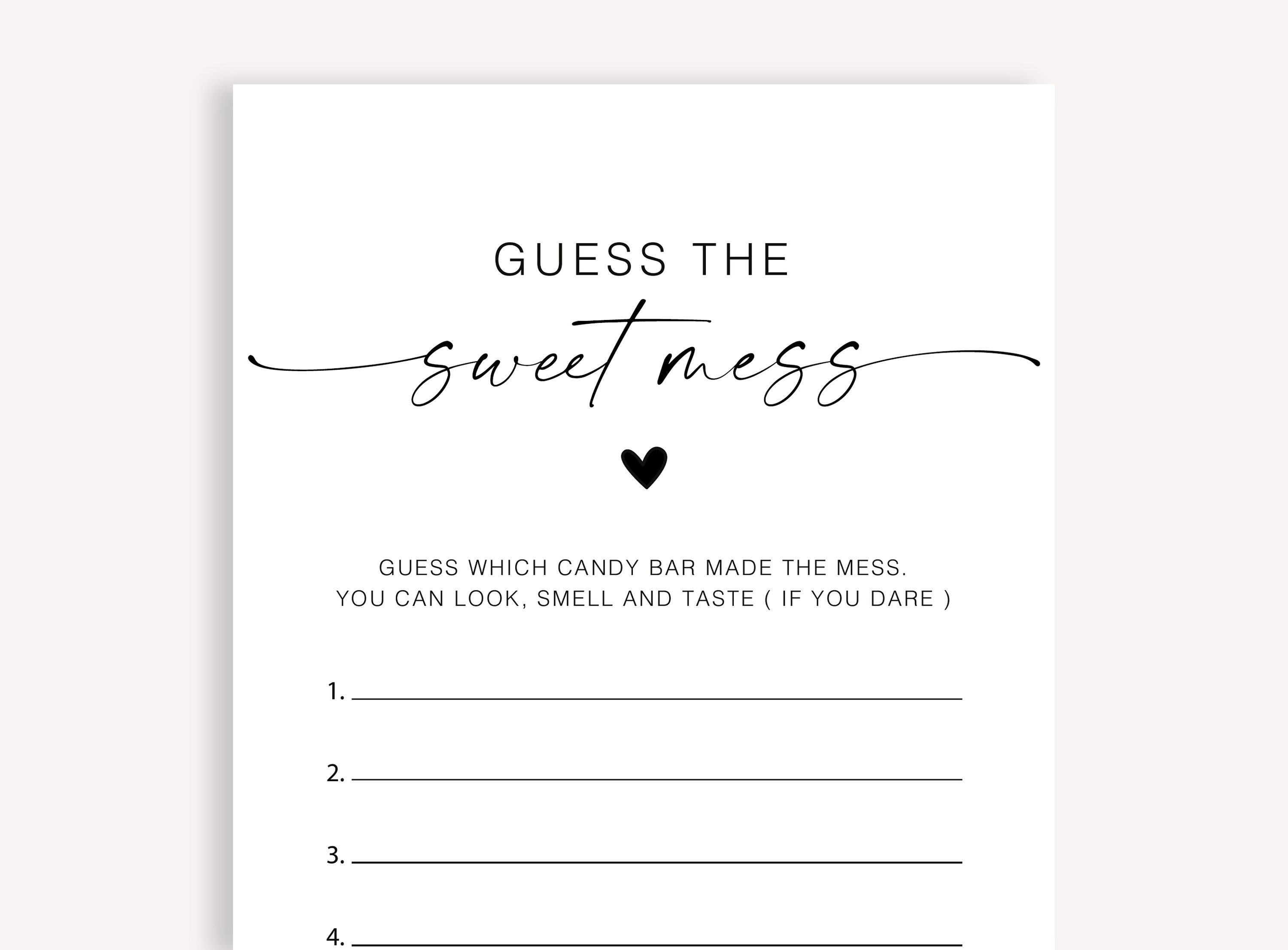 Guess the Sweet Mess Baby Shower Game, Minimalist Candy Bar Game, Baby ...