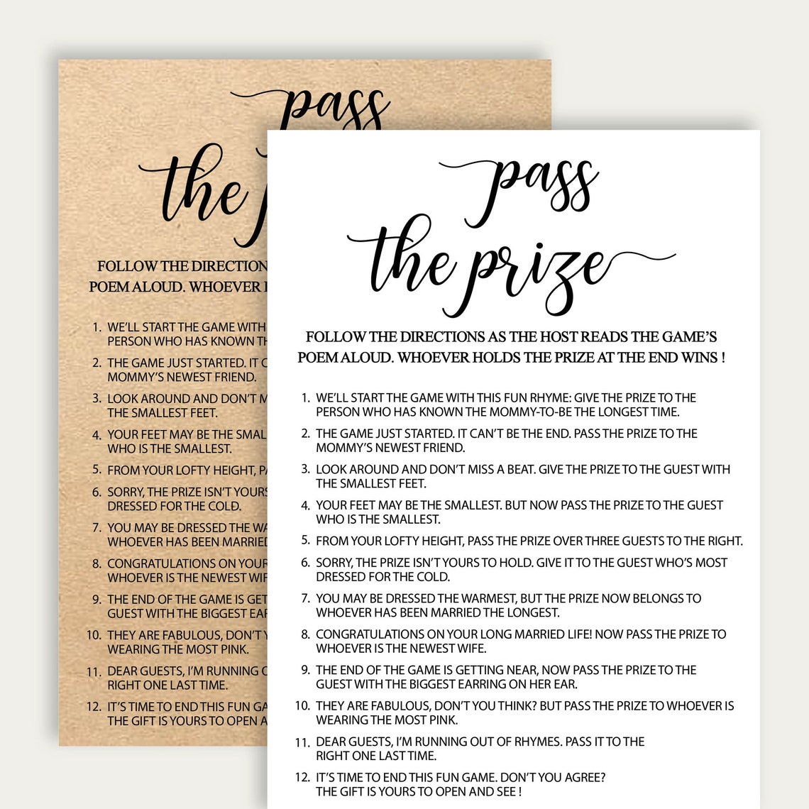 Pass the Prize Poem Baby Shower Game Rhyme Game Baby Shower - Etsy