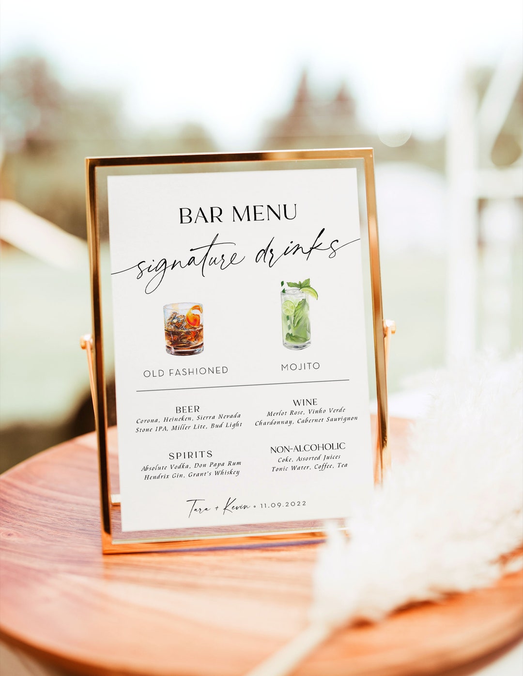 Printable Signature Drink Bar Menu, Signature Drinks Sign Template ...