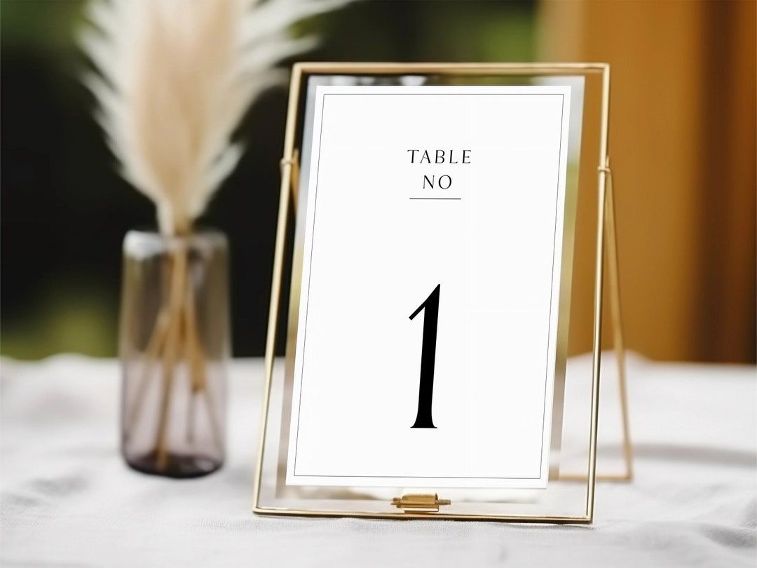 Simple Table Numbers, Minimalist Wedding Table Numbers, Editable Table ...