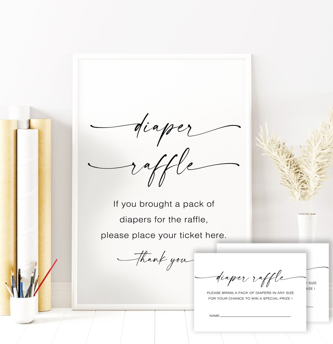 Diaper Raffle Baby Shower Sign Gender Neutral Diaper Raffle - Etsy