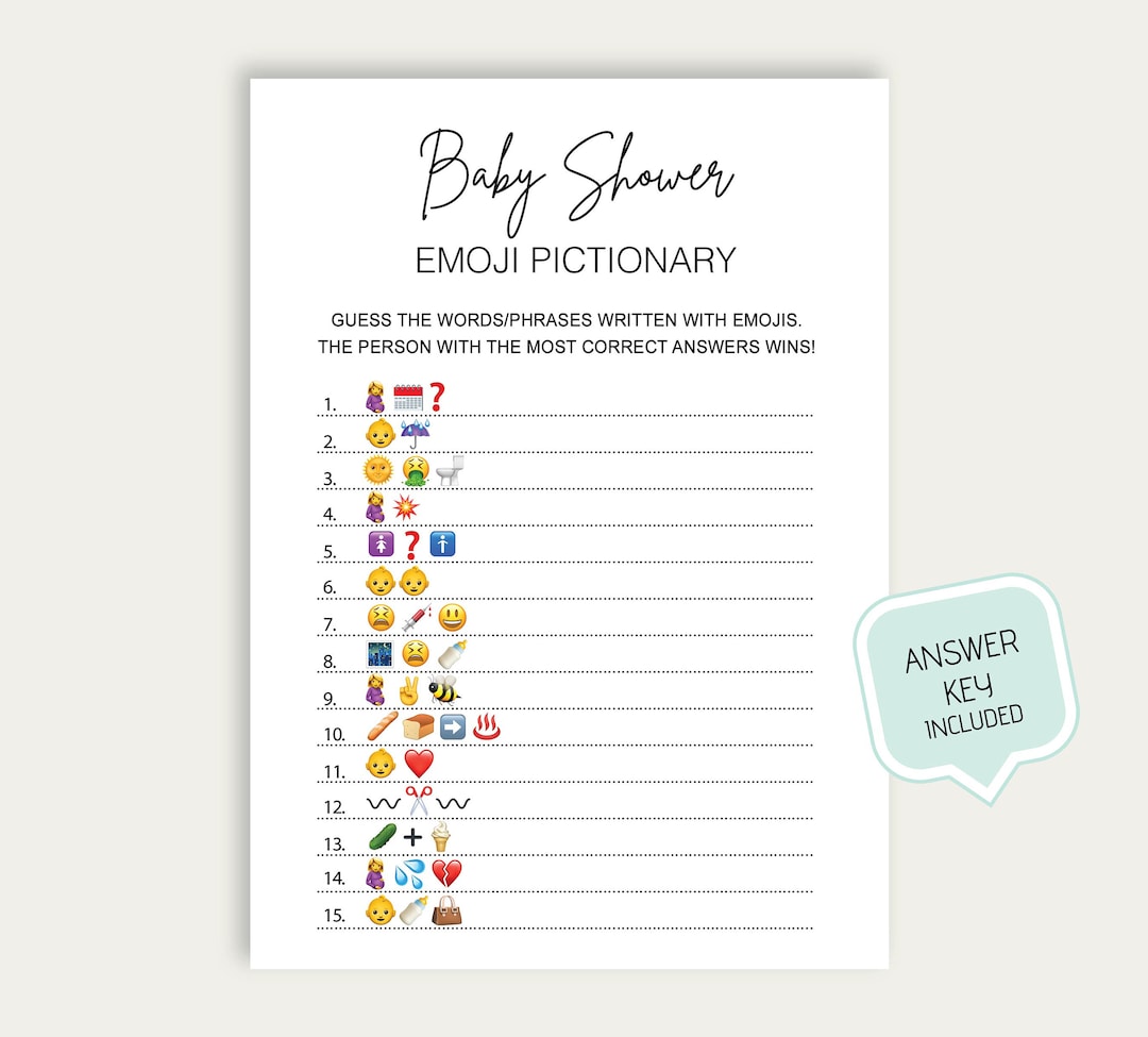 Baby Emoji Pictionary Shower Game, Baby Emoji Game, Print at Home Baby ...