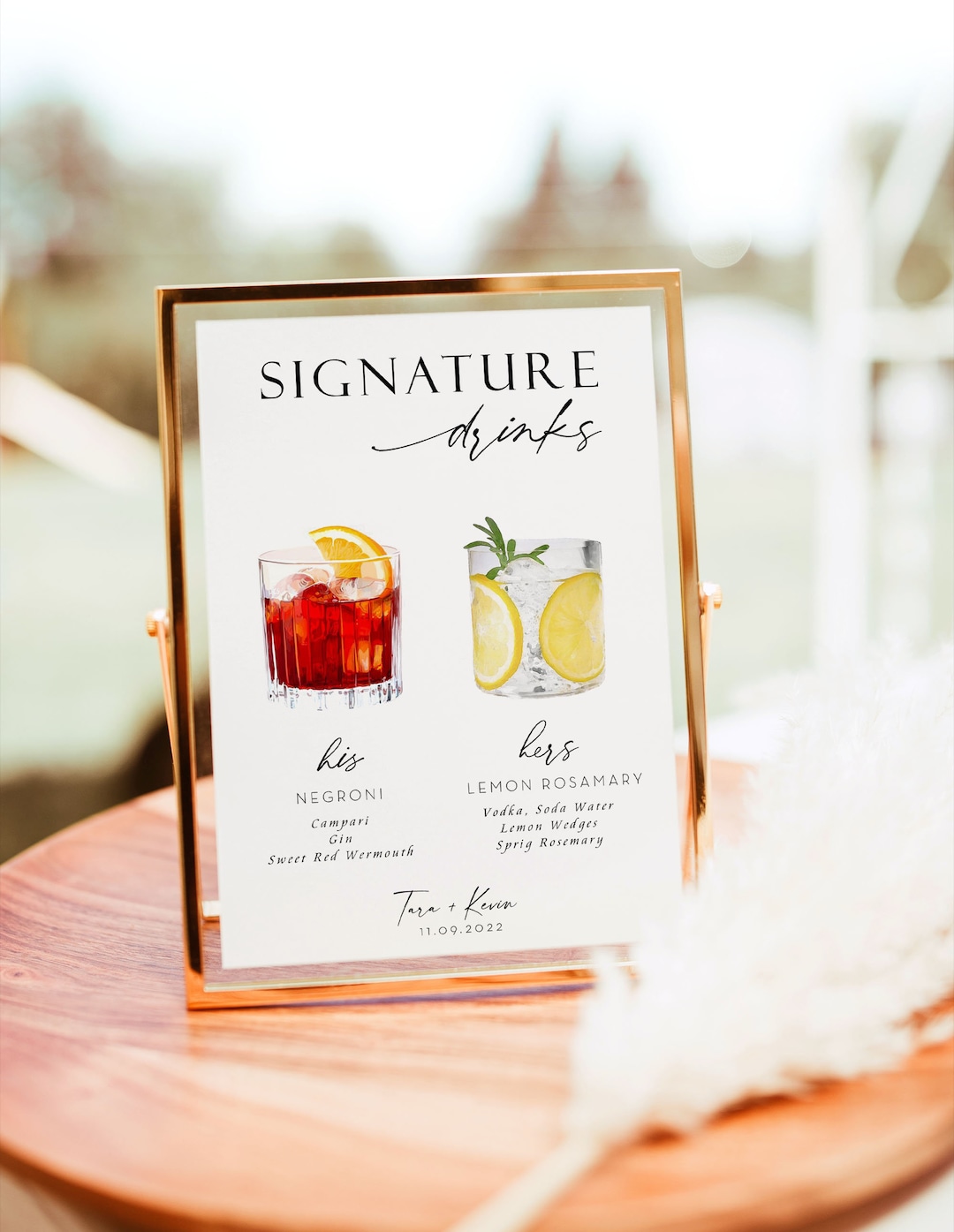 Editable Signature Drink Sign, Printable Signature Cocktail, His and ...