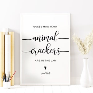 Baby Shower Game and Sign, Guess How Many Animal Crackers in the Jar ...