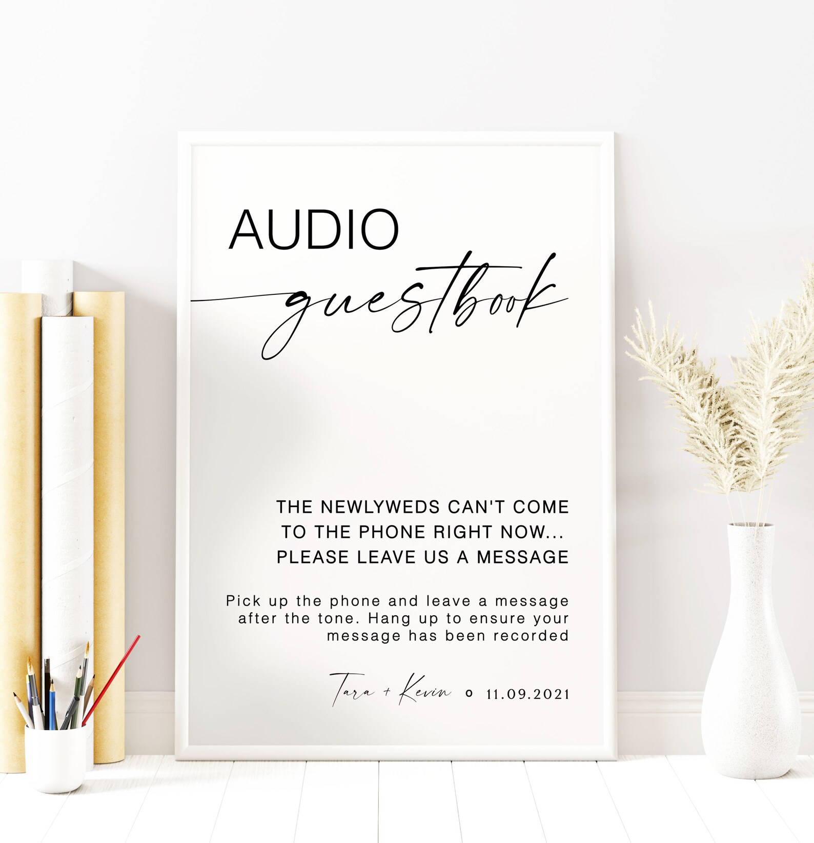 Modern Minimalist Audio Guestbook Sign, Phone Message Guest Book Sign ...