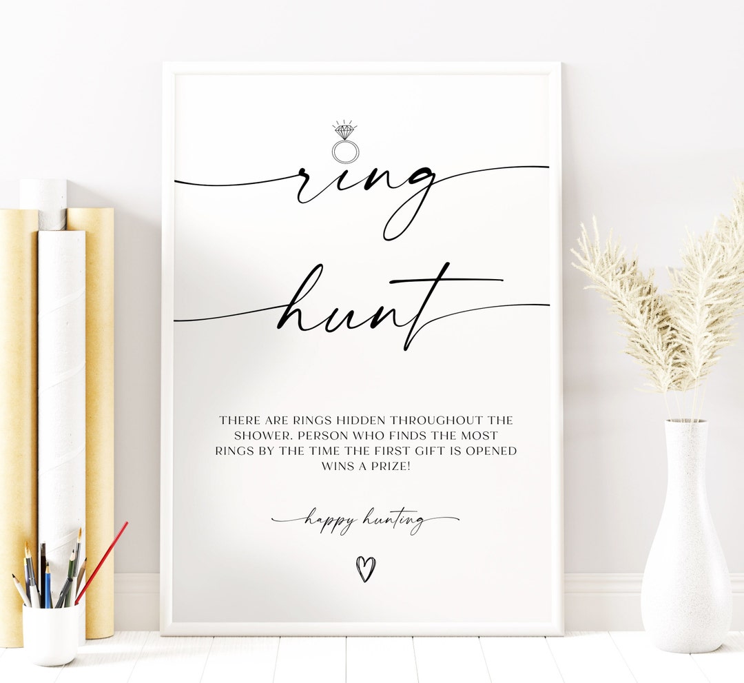 Ring Hunt Bridal Shower Game, Wedding Ring Hunt Sign, Editable Ring ...