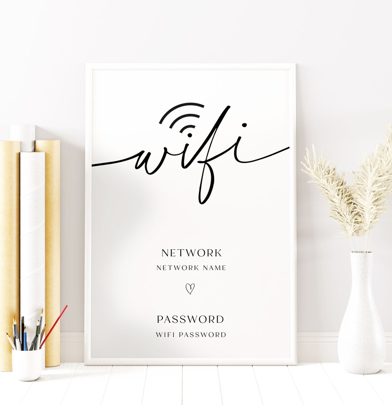 Printable Wifi Sign, Wifi Sign, Wifi Sign Template, Wifi QR Code Sign ...