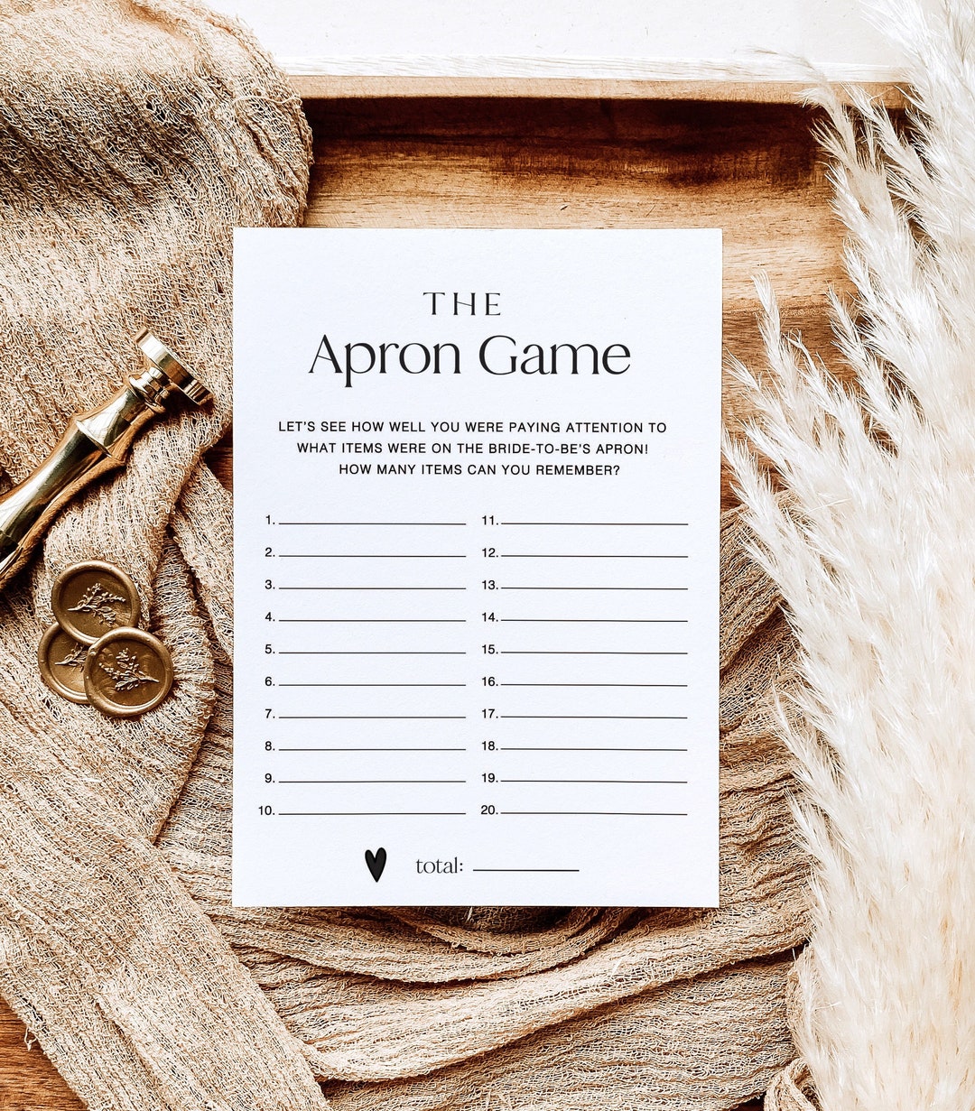 Guess The Items On Apron Bridal Shower Memory Game Guess The Items On