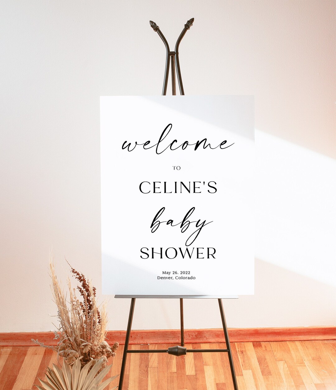 Modern Baby Shower Welcome Poster Sign, Hello Baby Welcome Signage ...