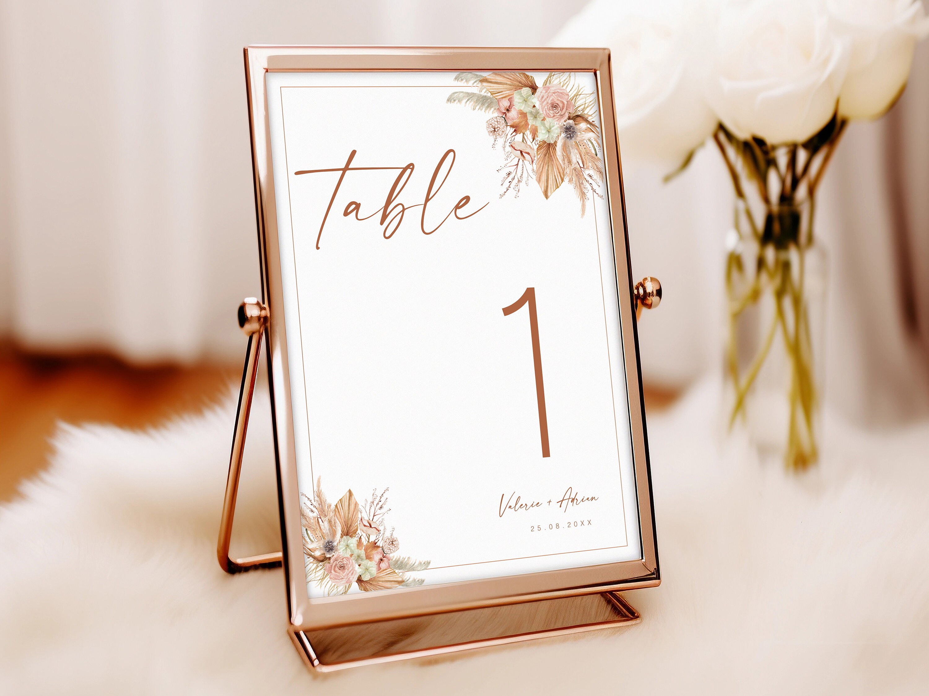 Boho Table Numbers, Minimal Wedding Table Numbers, Editable Table ...