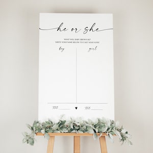 He or She What Will Baby Be Sign, Gender Guess Board Sign, He or She ...