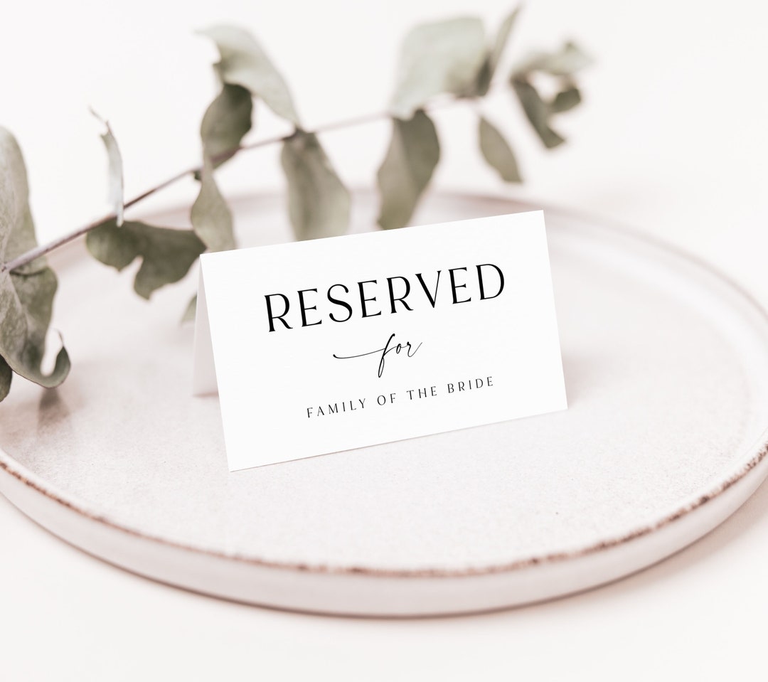 Reserved Signs Template, Printable Minimalist Wedding Reserved Signs ...