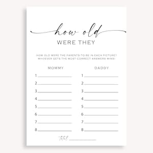 Instant Guess How Old Game, Baby Shower Age Guessing, How Old Were the ...