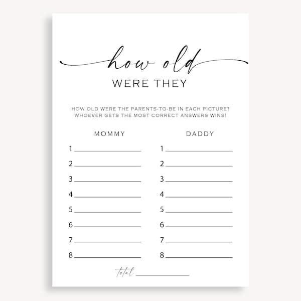 Guess the Age Baby Shower Game - Etsy