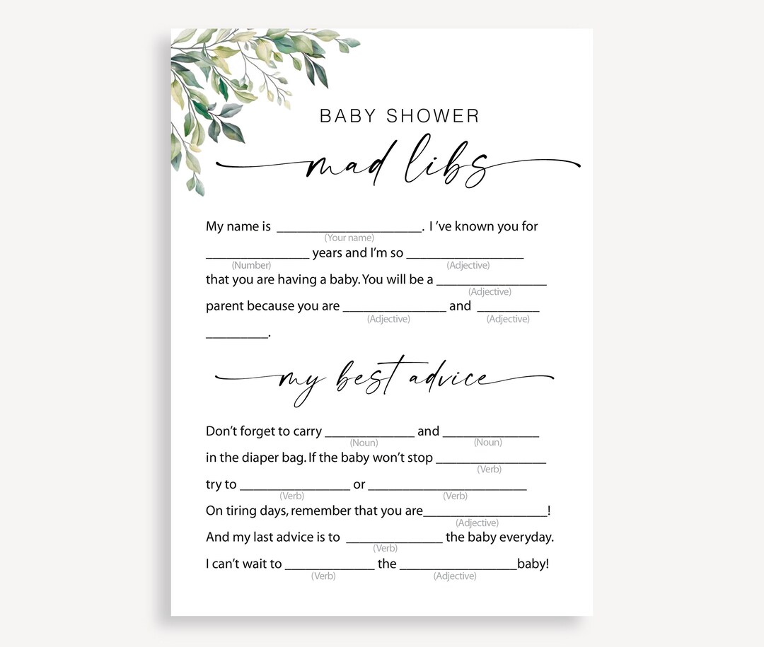 Baby Mad Libs Game, Minimalist Baby Shower Game, Fun Baby Shower ...