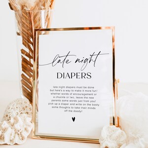 Minimalist Diaper Notes, Baby Shower Diaper Thoughts Sign, Template ...