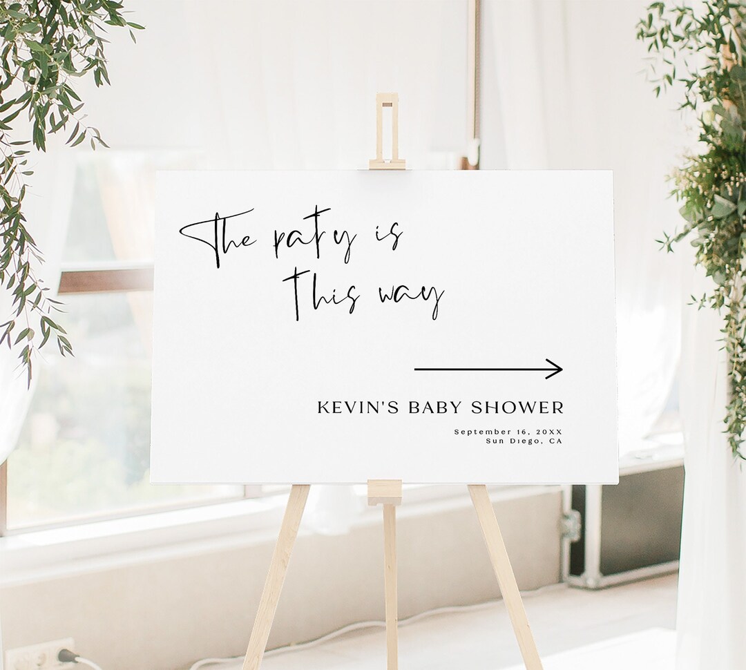 Minimalist Baby Shower Direction Sign, Baby Shower This Way Sign, Baby ...