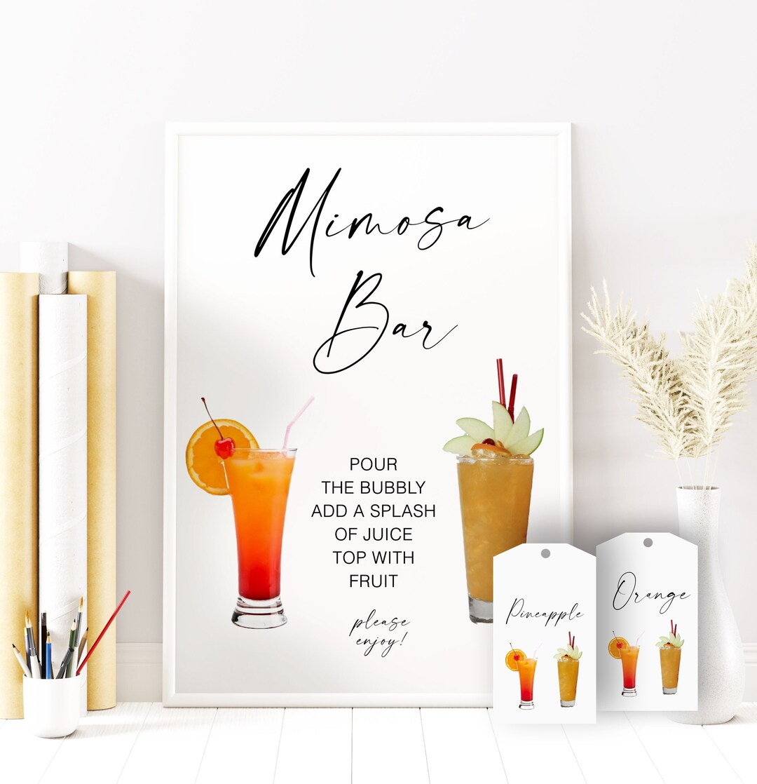 Mimosa Juice Tag Momosa Juice Label Mimosa Juice Tags - Etsy