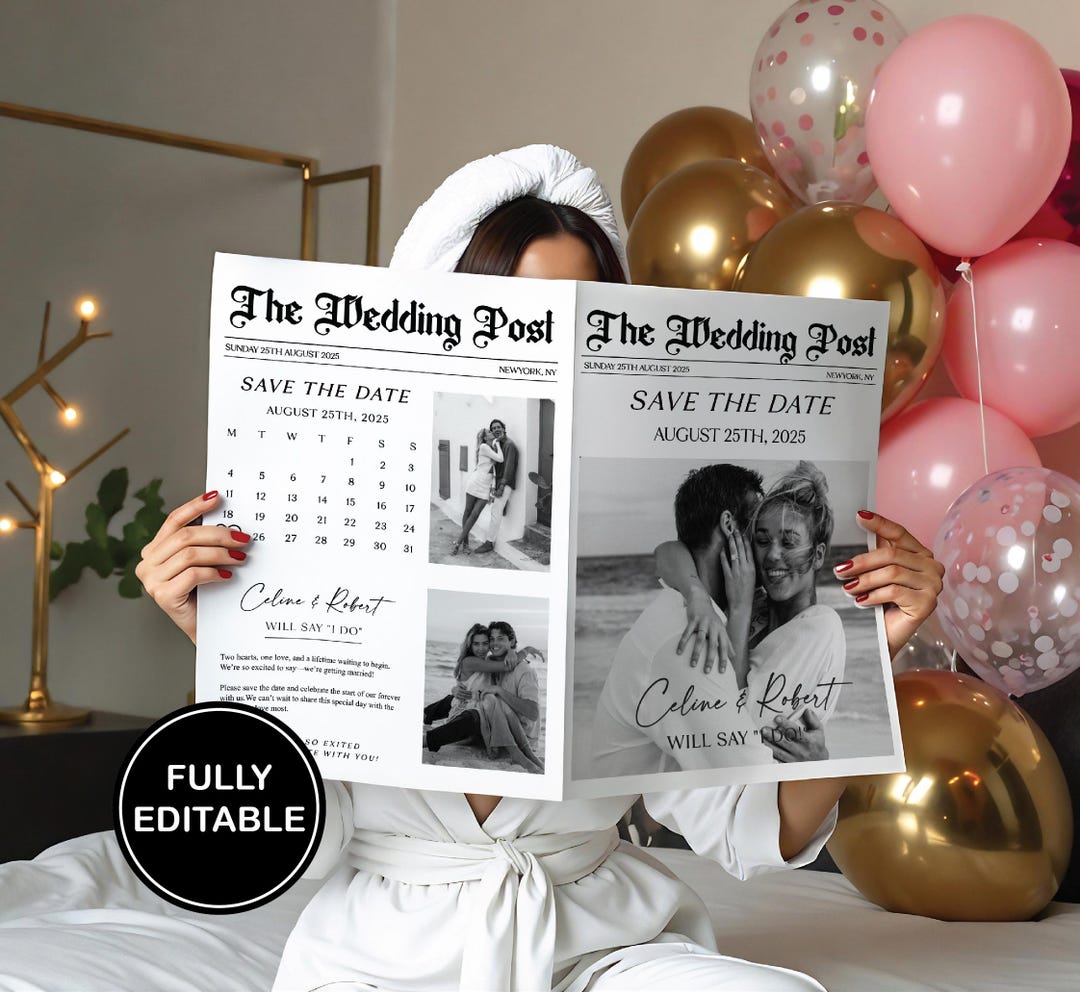 Editable Save the Date Newspaper Template, Printable Save Our Date ...