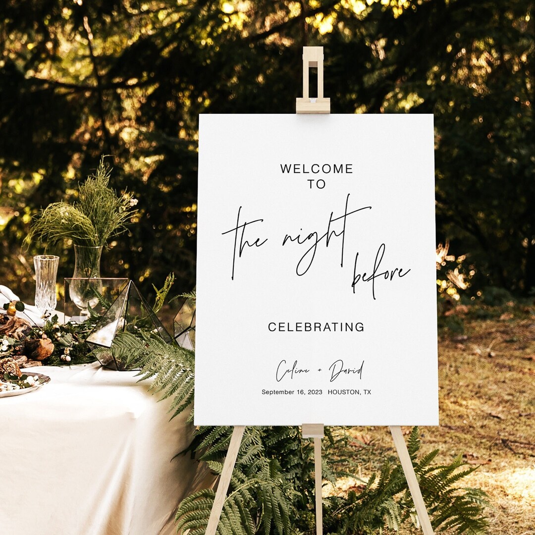 The Night Before Welcome Sign, Modern Wedding Rehearsal Welcome Sign ...