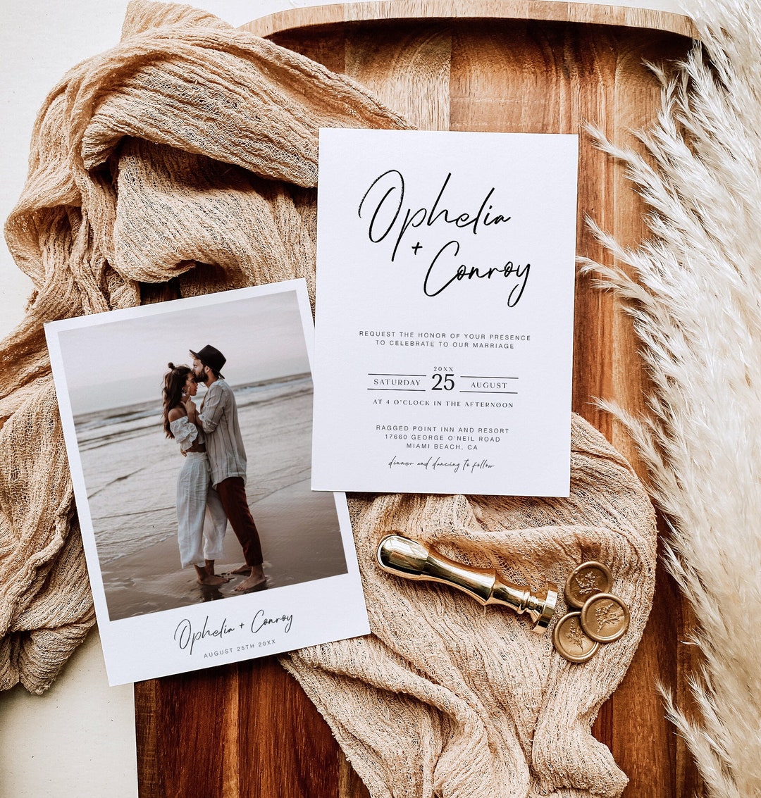 Wedding Invitation Template, Photo Wedding Invitation, Editable Wedding ...